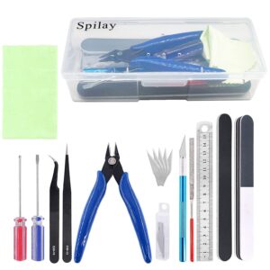 spilay 16 pcs hobby building model diy tool kit, modeler basic miniature handmade craft tools set for dollhouse miniature building