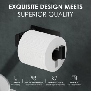 Auxmir Toilet Paper Holder Self Adhesive, Premium SUS304 Stainless Steel Rustproof Toilet Roll Holder No Drilling, Wall Mount Toilet Tissue Holder for Bathroom Kitchen Washroom RV, Matte Black