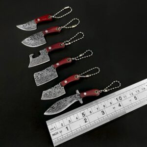 STARDW Damascus Pocket Knife Set Mini Chef Knife EDC Knife Set Tiny Knife Cleaver for Package Opener Box Cutter -4-piece set