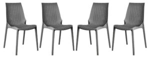 leisuremod kent modern outdoor stackable dining chair set of 4, grey