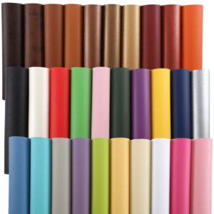 cdy solid pu synthetic faux leather sheets 30pcs/set 8.2" x 6"soft leather fabric sheets suitable for making bows, leather earrings, hair accessories diy projects (30 colors)