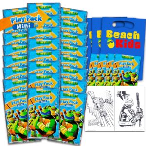 kemolpo teenage mutant ninja turtles mini party favors set for kids - bundle with 24 mini tmnt play packs with coloring pages, stickers and more (ninja turtles birthday party supplies)