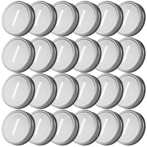 jmiatry 50pcs coin slot lids for regular mouth mason jar, polished rust resistant canning lids, money saving jars silver slotted lids, metal coin slot lid for regular mouth ball, use for 2.75 inch