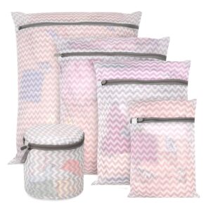 5pcs durable fine mesh laundry bags for delicates with premium zipper, travel storage organize bag, clothing washing bags for washing machine laundry, blouse, bra, hosiery, stocking, underwear (5)