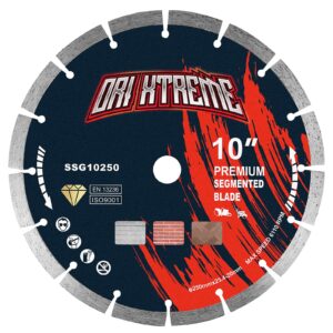 orixtreme 10 inch diamond saw blade, segmented general purpose blade dry/wet cutting concrete, masonry, brick, block,7/8"-5/8” arbor