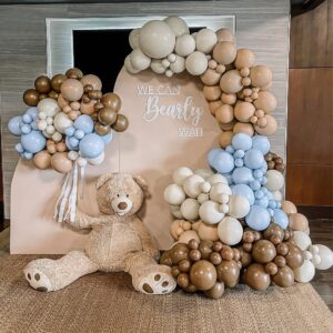 146pcs blue and brown balloon garland kit double stuffed nude neutral balloon arch kit for coffee brown baby shower bridal wedding party birthday decorations