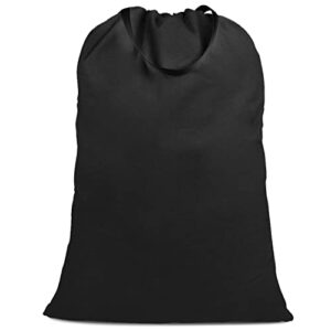 sanferge cotton canvas laundry bag with handles & drawstring straps, heavy duty extra large laundry bags for laundromat and household, 25.5x34 inch, black