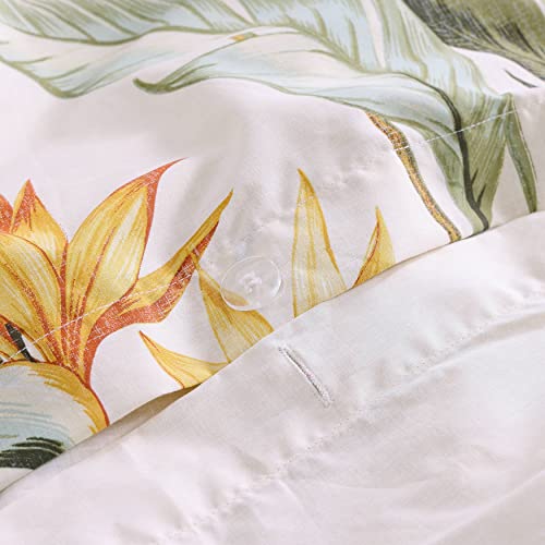 Tommy Bahama - Queen Duvet Cover Set, Cotton Bedding with Matching Shams & Button Closure, All Season Home Decor (Birds of Paradise Off-White, Queen)