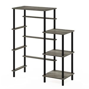 furinno turn-n-tube toolless kitchen storage shelf tall, french oak grey/black, fridge space