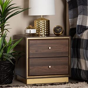 baxton studio cormac nightstands, walnut brown/gold