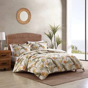 tommy bahama - queen duvet cover set, cotton bedding with matching shams & button closure, all season home decor (birds of paradise off-white, queen)