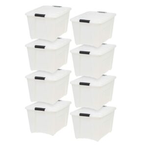 iris usa, inc. 60 quart stack & pull box, 8 pack, natural