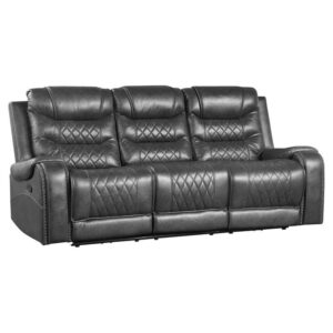 lexicon derringer wall hugger manual double reclining sofa, gray