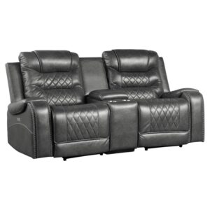 lexicon derringer wall hugger power double reclining loveseat, gray