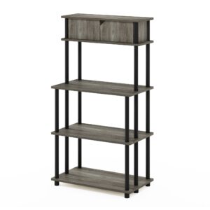 furinno turn-n-tube toolless storage shelf with top cabinet, french oak grey/black