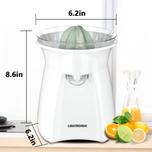 LUUKMONDE Electric Citrus Juicer, Orange Juicer with Lockable Spout, Citrus Press Juice Extractor, Electric Lemon Squeezer Fruit Presses for Orange Lemon Lime Grapefruit, (White)