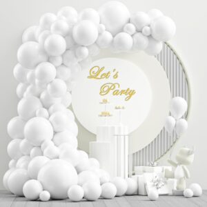 nisocy white balloons arch kit, 102pcs 18in 12in 10in 5in arch garland for wedding, bride engagement, festival picnic, birthday, white theme anniversary christmas decoration with 33ft ribbon