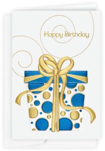 the gallery collection, 1 count card pack, birthday card with pearl lined envelope (gold ribbon birthday)