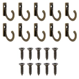 10 pieces zinc alloy antique wall mounted delicate small hooks with screws for home hanging keys hanging towel hanging hat coat kitchen supplies etc (bronze)