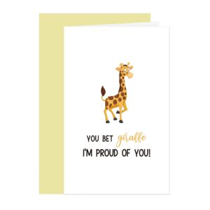 comting you bet giraffe i'm proud of you card, animal puns congratulations card for him her, new job card, congrats graduation card