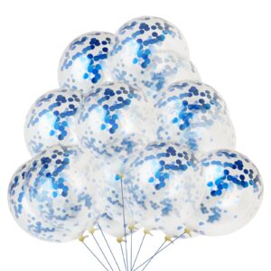 blue confetti latex balloons, 50pcs 10 inch latex party balloons with blue confetti for party decorations, wedding & bridal,baby shower (confetti blue)