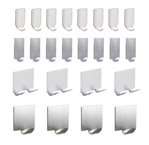 24 pcs heavy duty adhesive hooks, wall adhesive hooks, stainless steel hooks for home, bathroom, kitchen, office, living room