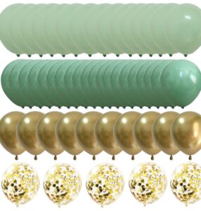 matte sage green gold balloons – light mint olive green balloons for wedding neutral baby shower birthday party supplies 60 packs (sage green + gold)