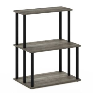 furinno turn-n-tube 3-tier toolless kitchen storage shelf, french oak grey/black