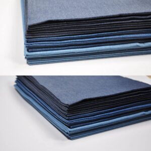 Denim 4.8OZ. Fat Quarter 6pcs 18inchX22inch 100% Cotton Fabric Solid Fabric Quilting Fabric Arts, DIY Crafts&Sewing Patchwork by Indigo Light,Middle and Deep Three Colors