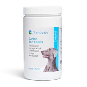 prn pharmacal duralactin canine soft chews - joint health supplement for dogs & puppies to help reduce chronic soreness - canine chews containing dried milk protein - chicken-liver flavor - 90 chews