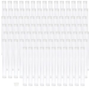 the beadsmith clear plastic tubes - 5-inch-long round tubes, 9/16 inches in diameter - flat caps - use for beads, bath salts, wedding & party favors, home or office storage - bag of 100