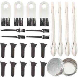 gorgecraft 23pcs black scrapers brushes and spoons kit for grinder including pollen scraper plastic cleaning brush stainless steel spatula micro scoop aluminium tin cans for grinder