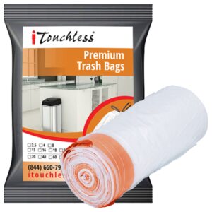 itouchless tall trash bags, fits 8 to 13 gallon garbage can, 40 count, for rubbish recycling compost in the home, office, bathroom kitchen bin liners