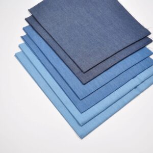 denim 4.8oz. fat quarter 6pcs 18inchx22inch 100% cotton fabric solid fabric quilting fabric arts, diy crafts&sewing patchwork by indigo light,middle and deep three colors