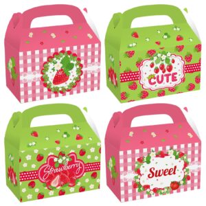 cieovo 24 pack strawberry party cardboard treat box cute fruit strawberry party favor boxes goody bags treat boxes for sweet one strawberry theme birthday baby shower supplies