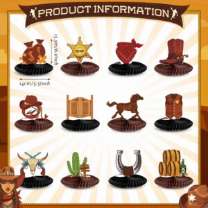 Fainne 12 Pieces Western Cowboy Party Decorations Wild West Honeycomb Centerpieces for Tables Wild West Cowboy Party Decorations Western Party Decorations for Cowboy Birthday Baby Shower Supplies