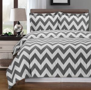 royal hotel bedding gray and white chevron 2-piece twin/twin xl duvet cover set, 100% cotton 300 tc