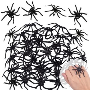 garma 150 pieces 1.96" black realistic plastic spider rings bulk, halloween rings for kids, perfect for costume accessories, halloween spider party favors supplies, trick or treat toys for kids fun