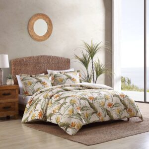 tommy bahama - king duvet cover set, cotton bedding with matching shams & button closure, all season home decor (birds of paradise beige, king)