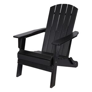 shine company seaside outdoor weatherproof folding adirondack chair, black