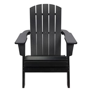 Shine Company Seaside Outdoor Weatherproof Folding Adirondack Chair, Black