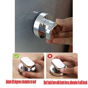 WANLIAN-Powerful Suction Cup Glass Mirror Door Handle, Refrigerator Drawer Bathroom Suction Cup Wall handrail, Bathtub Shower Handle Kitchen Drawer Cabinet Handle Suction Cup (Silver Trumpet)