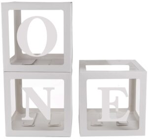 sooyee frame, picture frame - boxes with letters for baby shower, 11.8x11.8x11.8 inches, white, set of 4