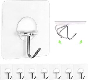 wall hooks 13lb(max) transparent reusable seamless hooks,waterproof and oilproof,bathroom kitchen heavy duty self adhesive hooks,16 pack