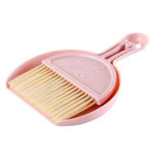 engjajo mini hand brooms small dust pan and brush set for table, desk, countertop, key board, cat, dog and other pets (pink) eng547