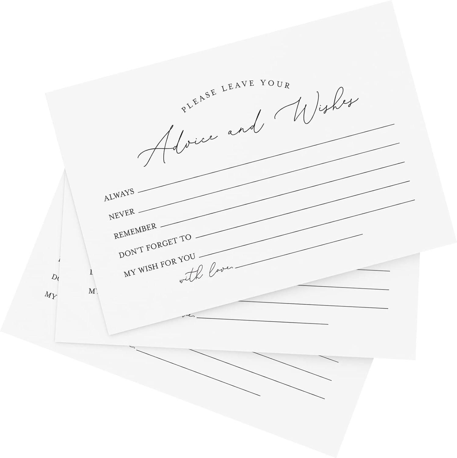 Bliss Collections Advice and Wishes Cards, Mad Libs Modern Calligraphy, Perfect for: Bridal Showers, Wedding, Baby Shower, Words of Wisdom for Bride and Groom, 4"x6" Cards (50 Cards)