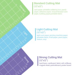 Gwybkq Cutting Mat 8 Packs for Cricut Explore One/Air/Air 2/Maker 12x12 Variety Grip Non-Slip Durable Mats Sticky (Light,Standard,Strong) Grip Replacement Accessories Card for Crafts