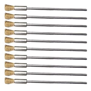 10 pieces extended stainless copper wire cleaning end brushes pen wire brush rust paint removal bits polishing rotary tools accessories 3 mm mandrel (6 mm end brush)