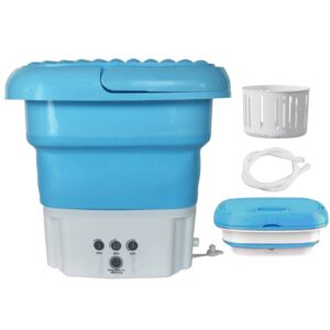 portable washing machine, mini foldable bucket washer and spin dryer for camping, rv, travel, small spaces, lightweight and easy to carry (blue)