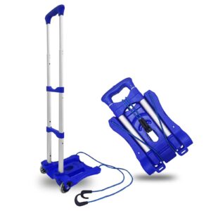 kockabc folding hand truck and dolly, 80lbs collapsible aluminum folding hand trucks with 2 elastic ropes, compact & lightweight folding luggage cart for home & travel luggage moving – purple